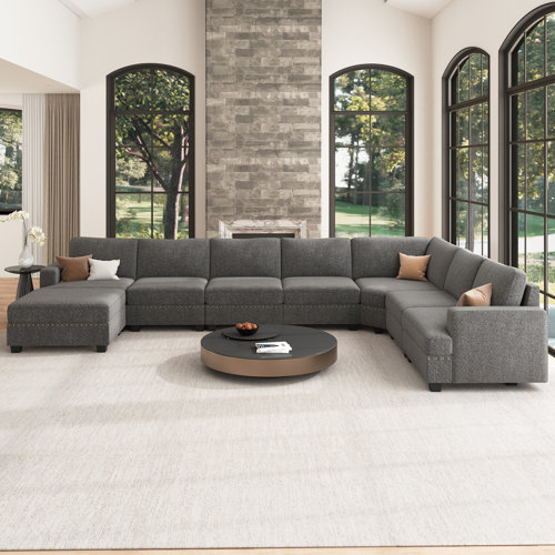 Wade Logan® Anureet Oversized Modular Sectional U Shaped Corner Sofa With Storage Ottman ...